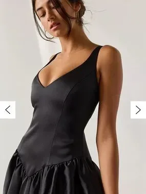 Bardot | Dresses | Bardot Black Satin Bubble Hem Mini Spring Wedding ...